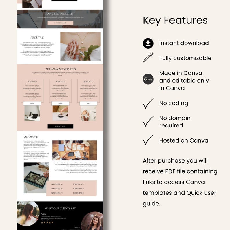 One Page Canva Website Template, Website for Coaches, Editable in Canva ...