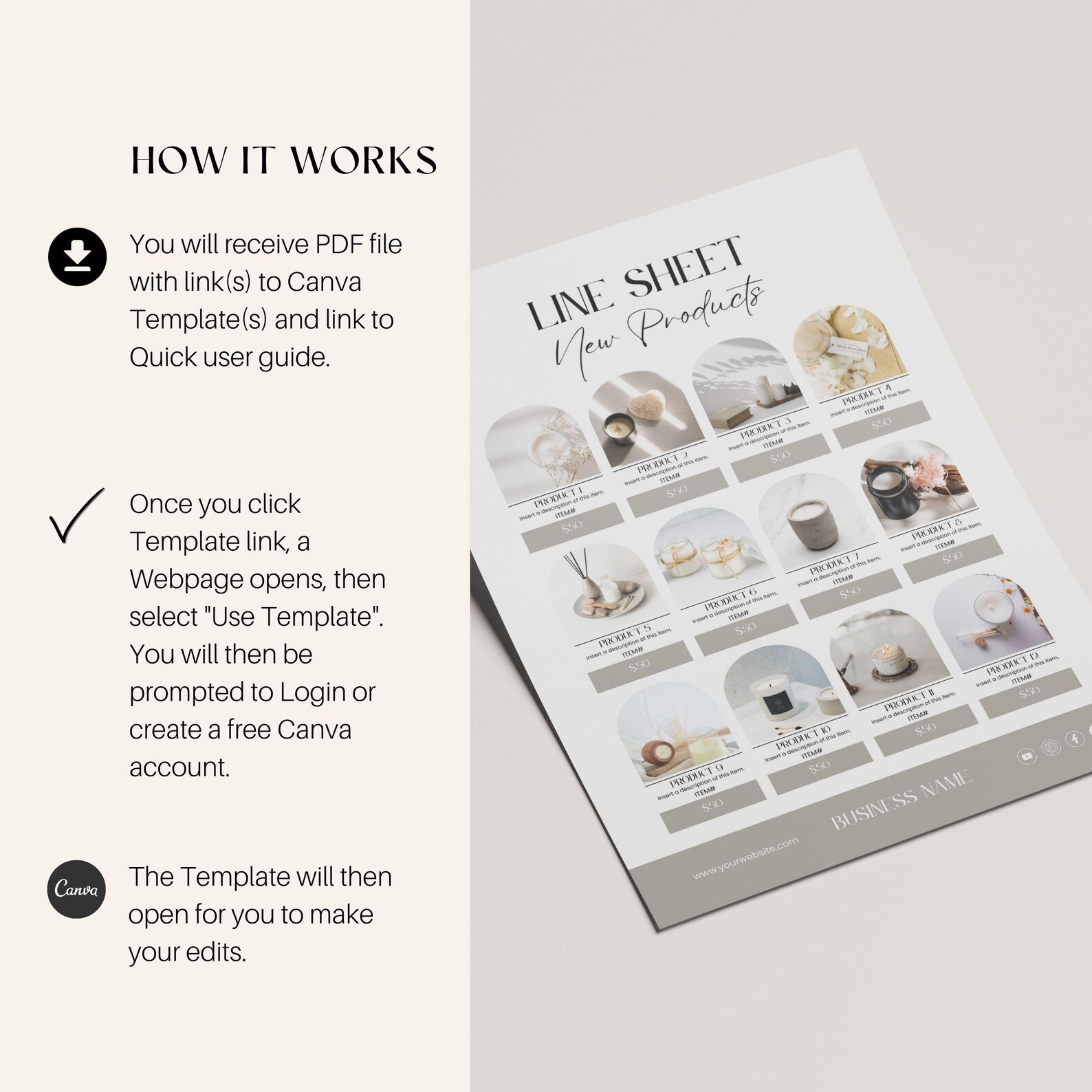 Sleek Design One-page Canva Sheet, Professional Look Line Sheet ...