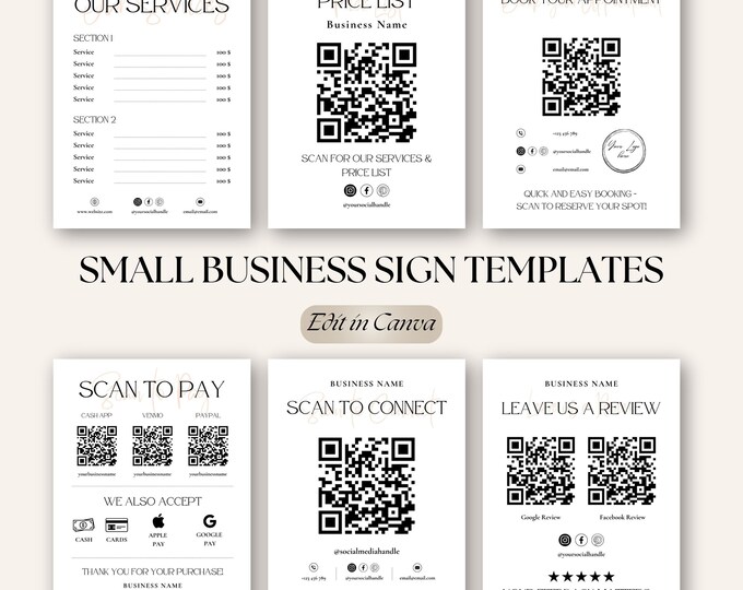 Social Media QR Code Sign Canva Template,diy Follow Us Small Business ...