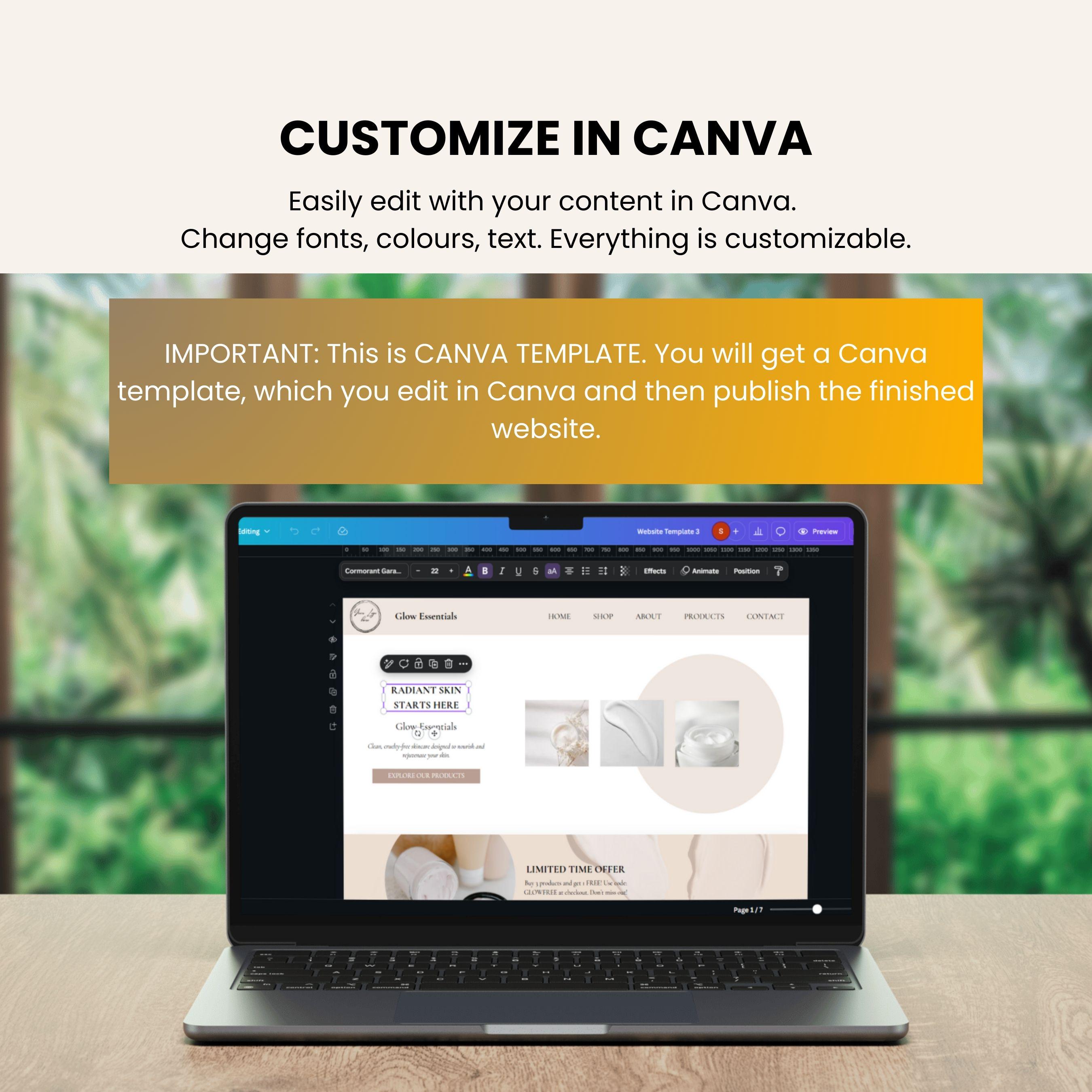 Product Based Website Canva Template, Landing Page Canva Template ...