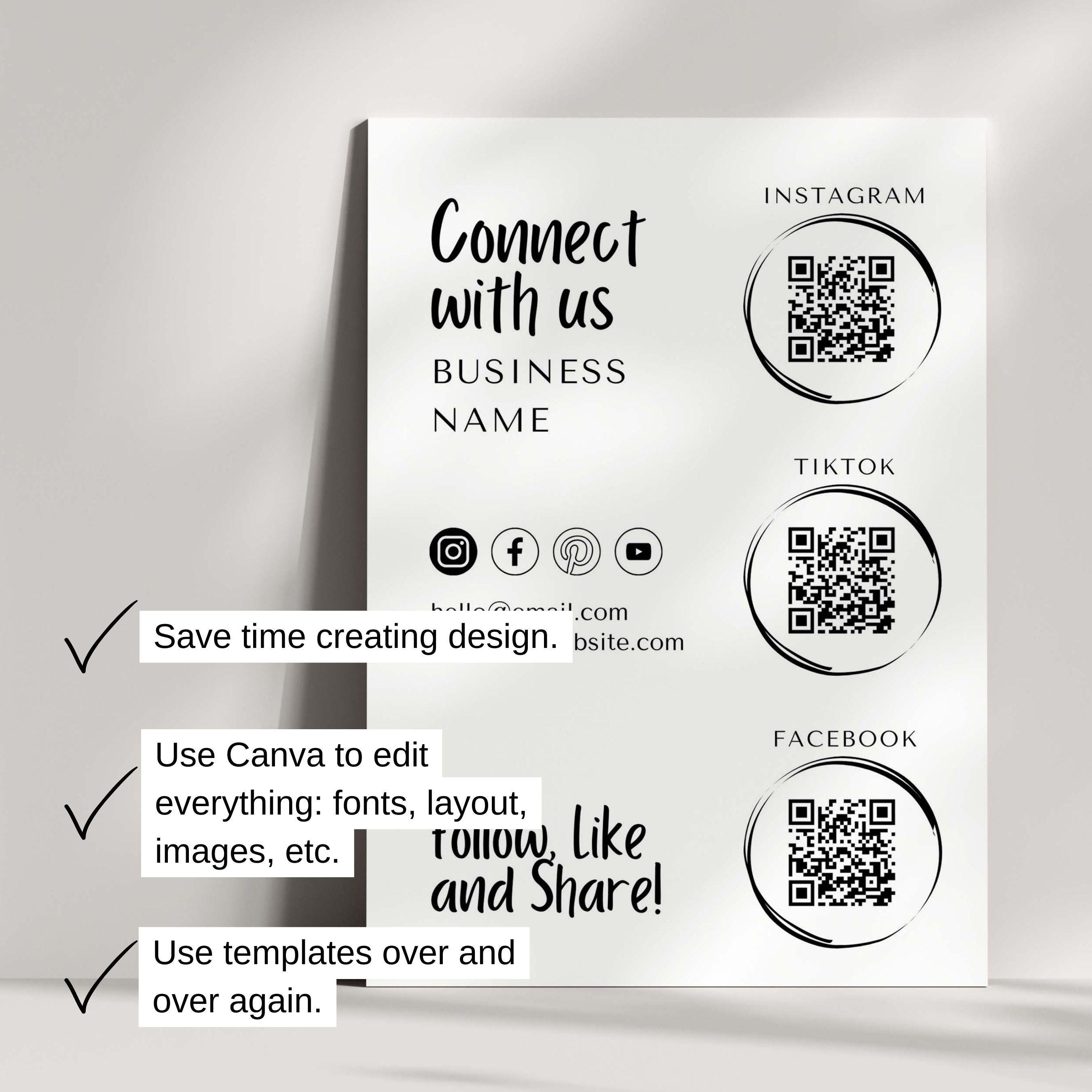 Connect With Us Canva Template, Social Media Sign, Small Business Sign ...