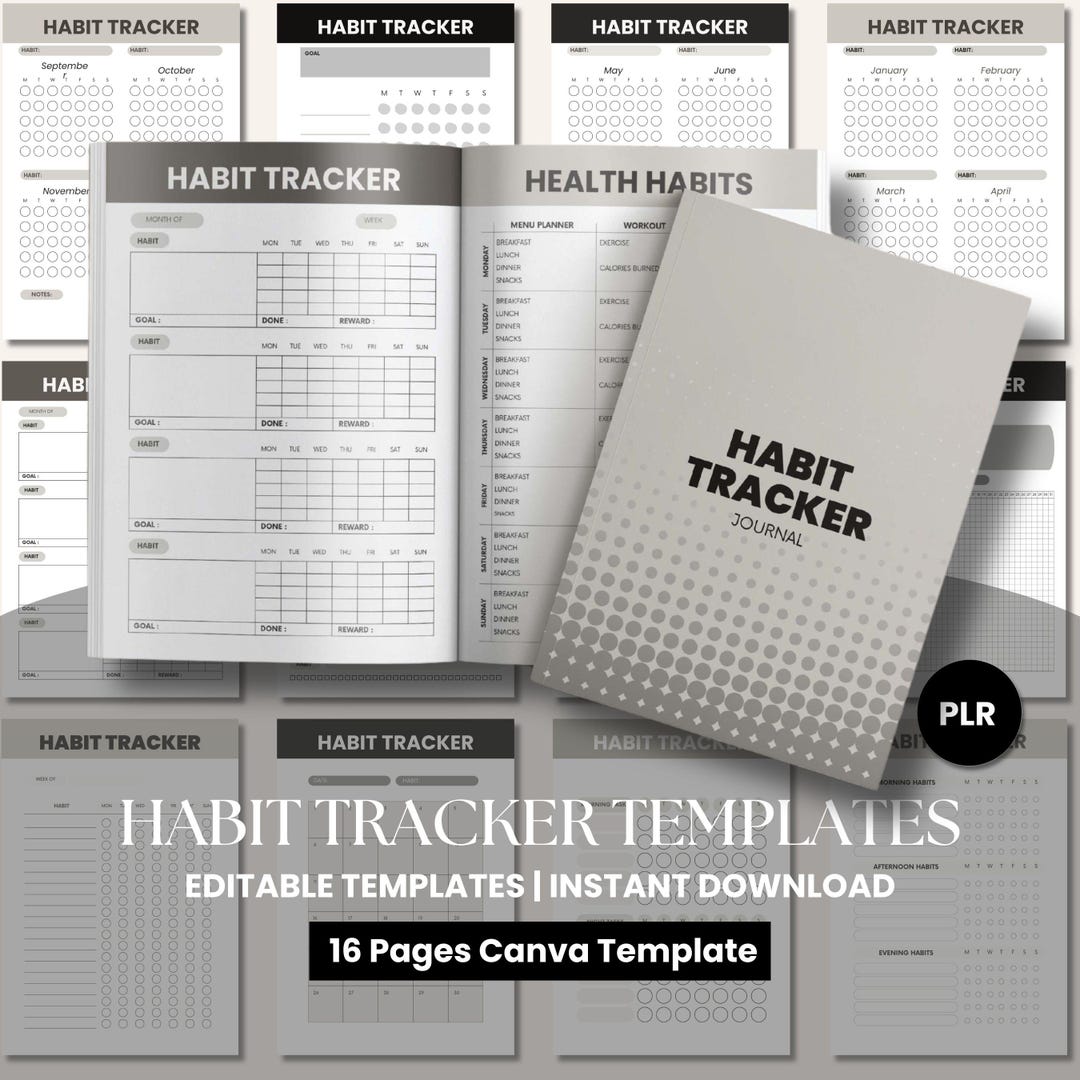 Editable Habit Tracker Canva Template | Printable Goal Planner | Daily ...