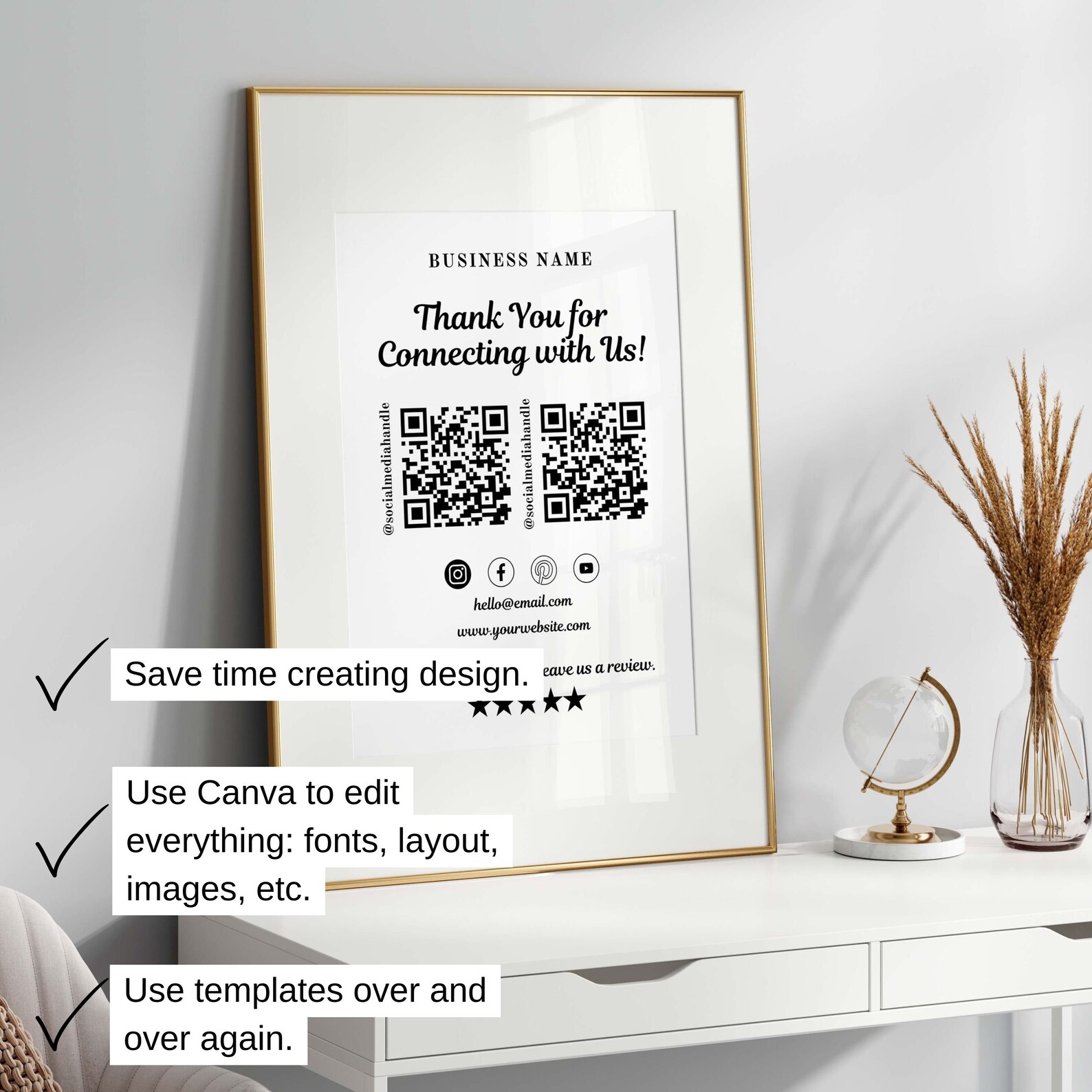 Social Media QR Code Sign Template, Follow Us on Social Media, Small ...