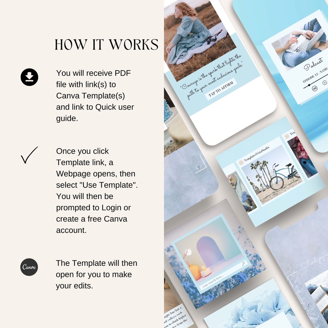 80 Blue Instagram Posts Bundle, Instagram Story Templates, Elegant ...