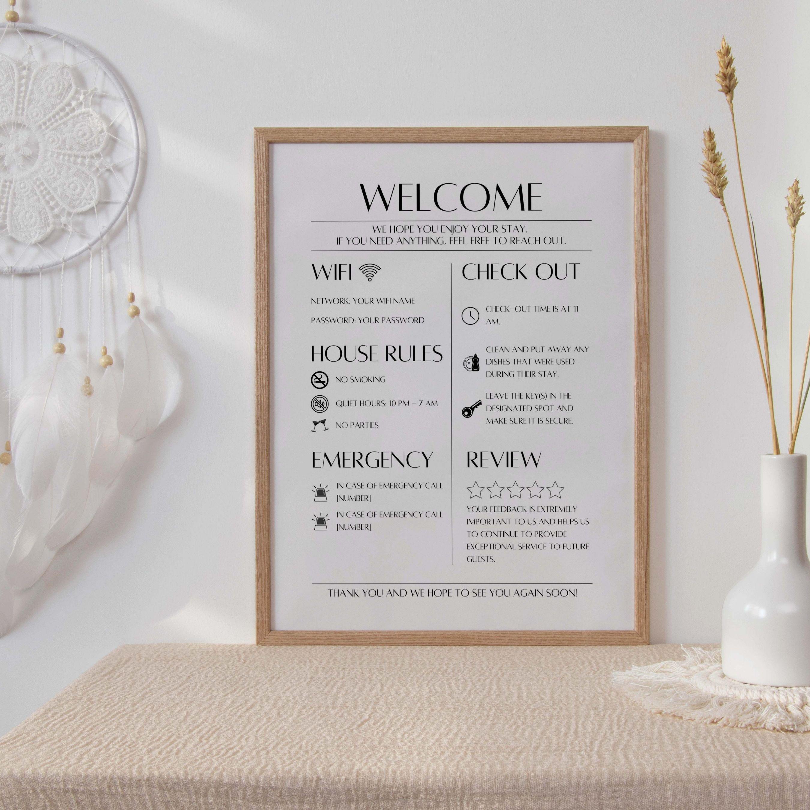 Welcome Sign Canva Template, Vacation Rental Welcome, Guest Arrival ...