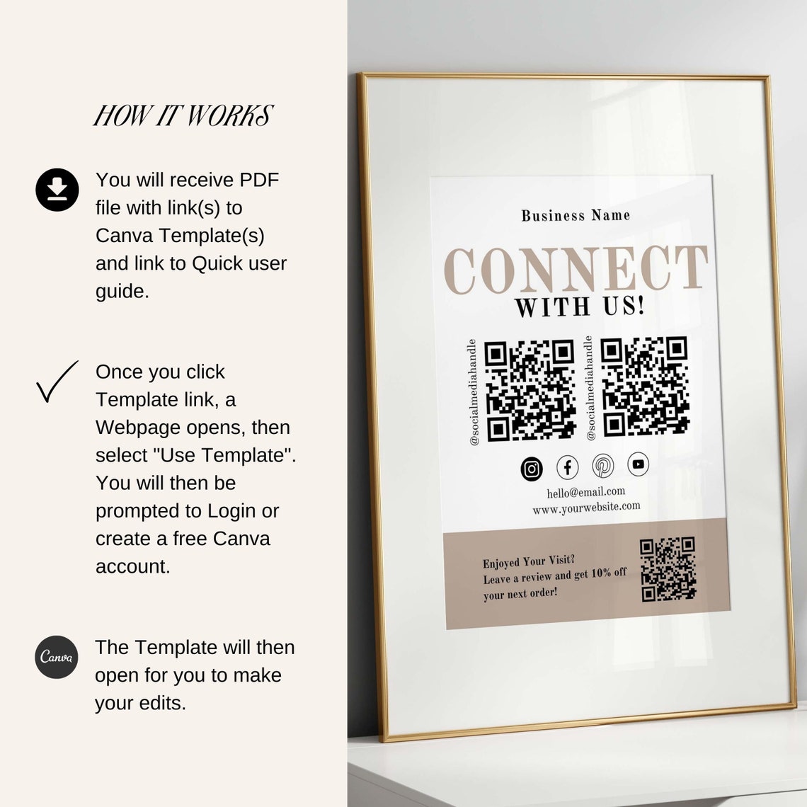Connect With Us Printable Sign, Social Media Sign, Small Business Sign ...