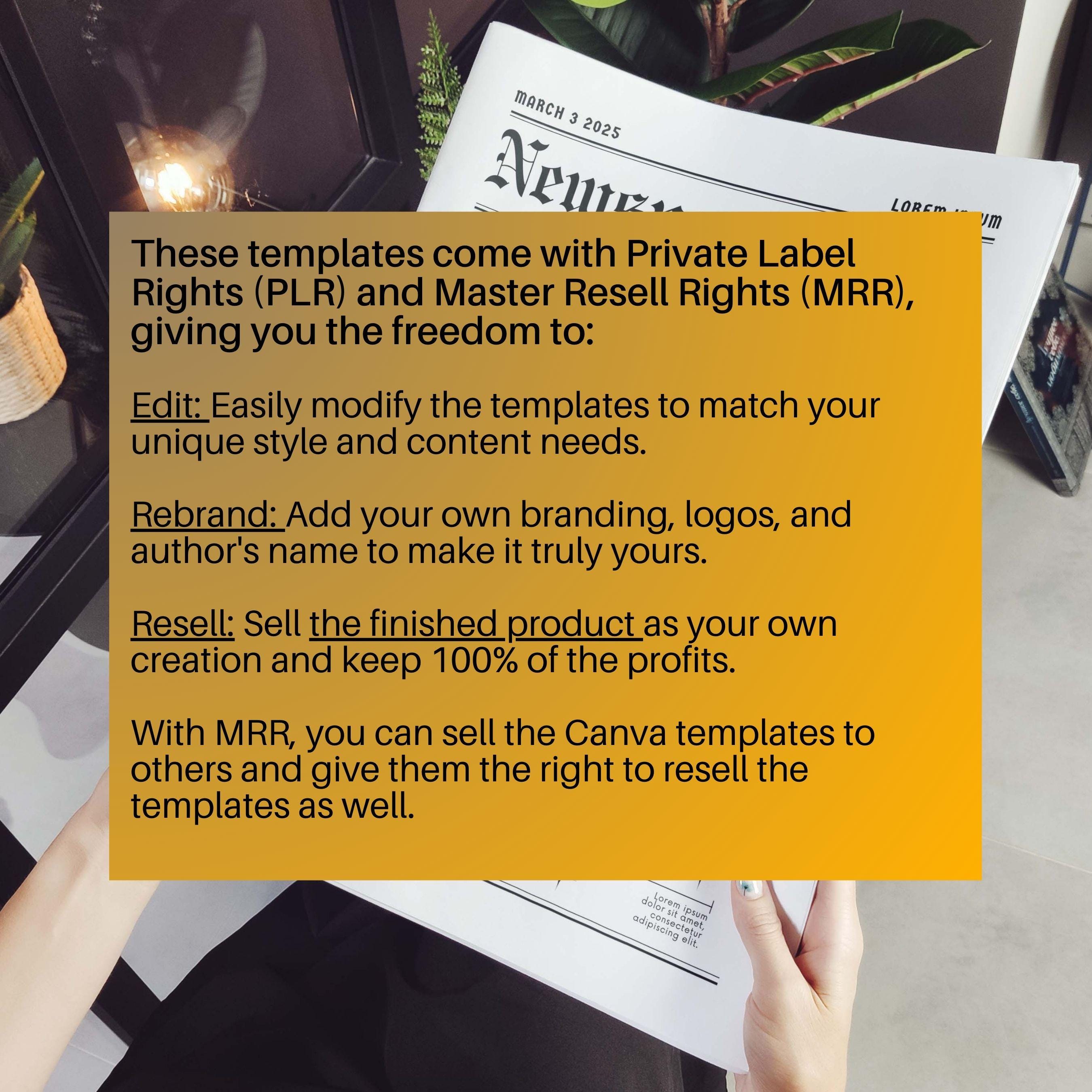 Editable Retro Newspaper Template MRR PLR, Editable Canva Template, A4 ...