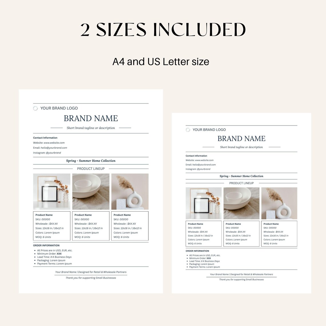 One Page Line Sheet Canva Template, Product Catalog, Editable Sell ...