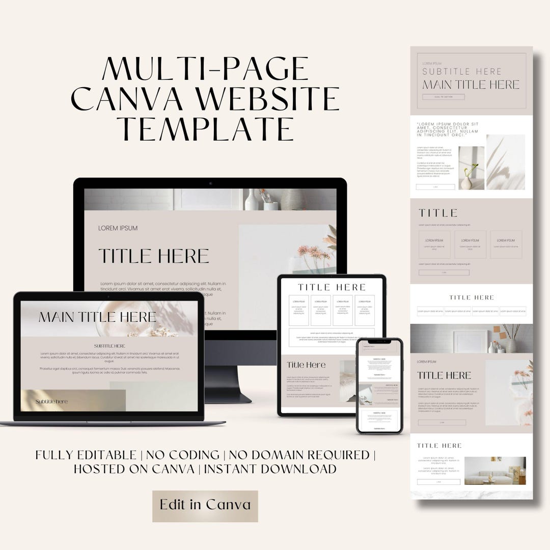 Minimalist Canva Website Design, Aesthetic Template for Digital ...