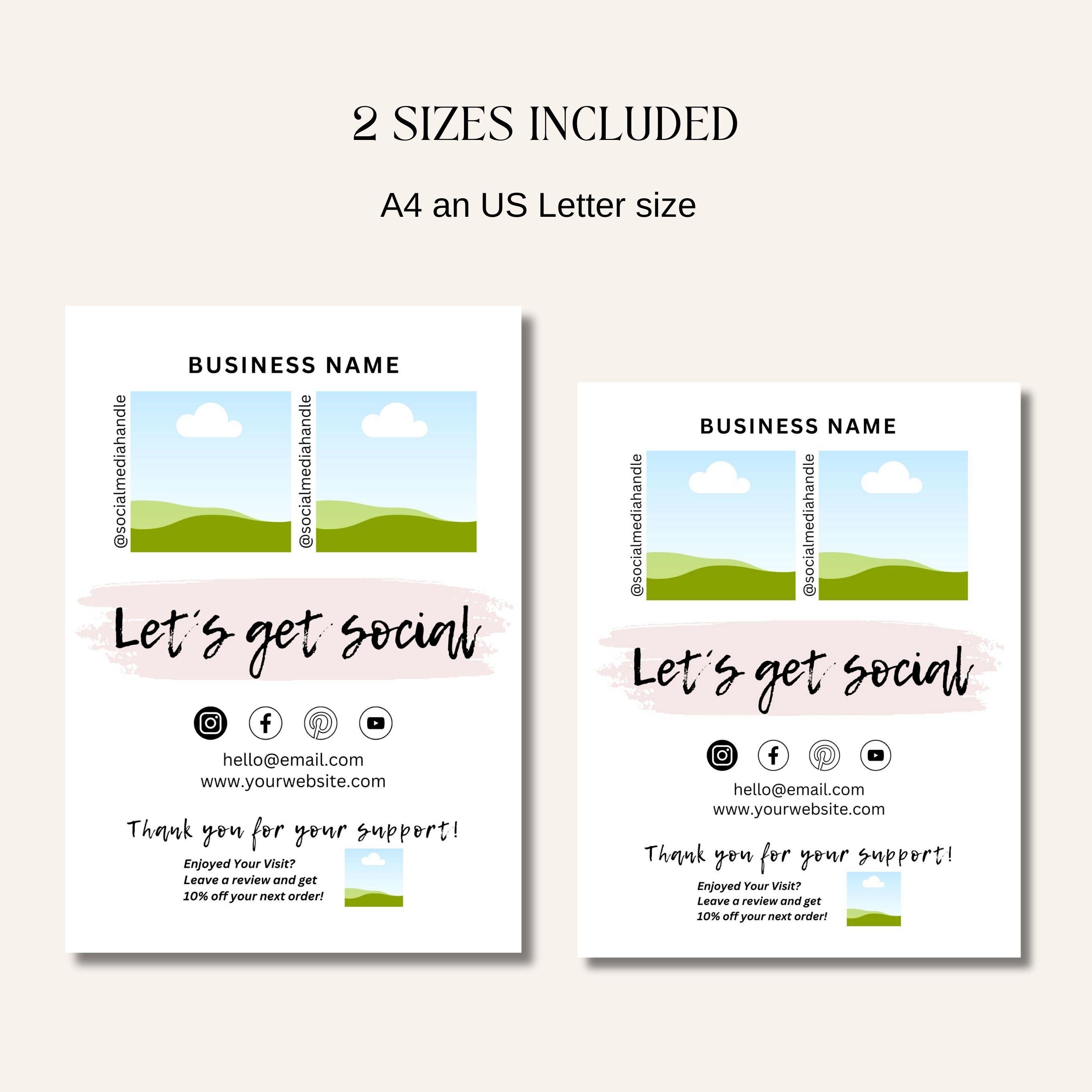 Lets Get Social Sign Template, QR Code Sign, Connect With Us Sign ...