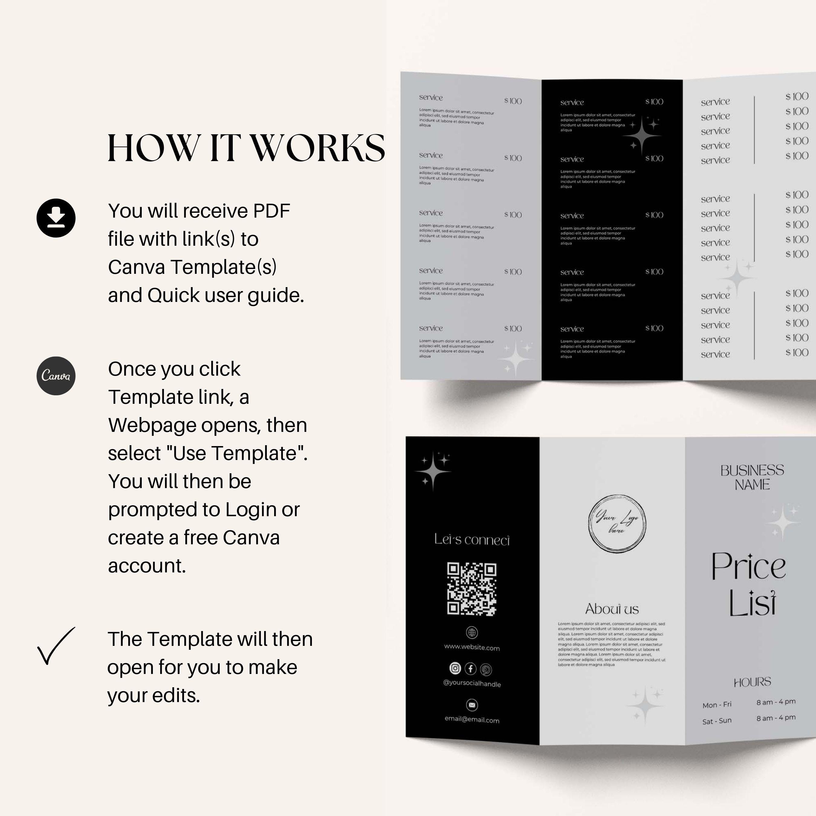 Trifold Brochure Price List Canva Template, Business Brochure Template ...
