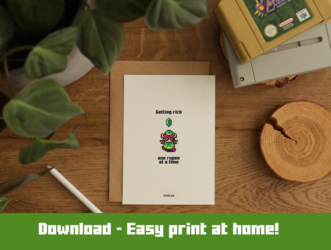 Legend of Zelda Card Printable | Link Getting Rich One Rupee at a Time ...