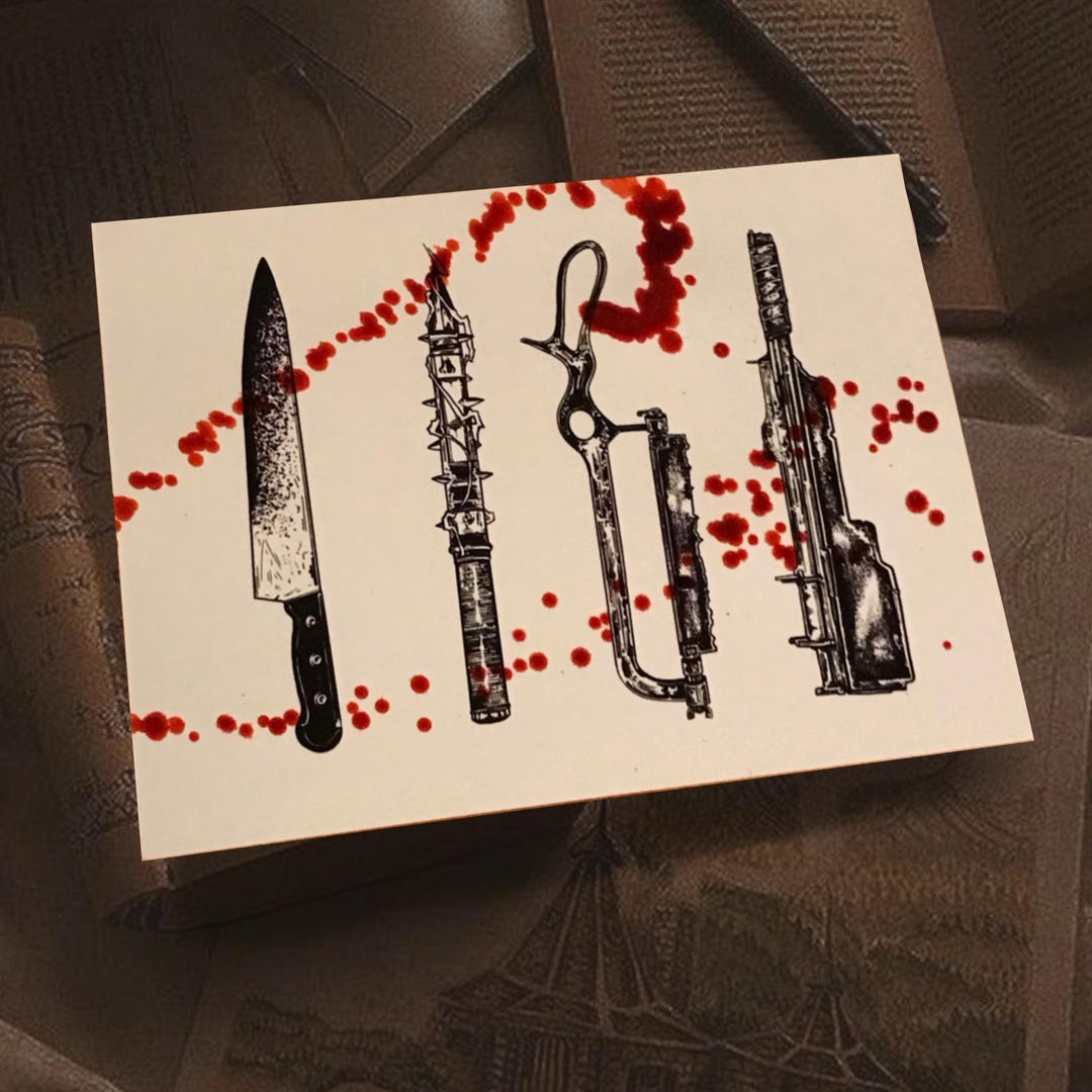 Killer Weapons Tattoo Flash Print - Dark Scary Bloody Original Art - Etsy