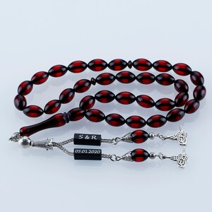 Personalized Islamic Prayers 33 Beads Tasbih, Custom Amber Rosary ...