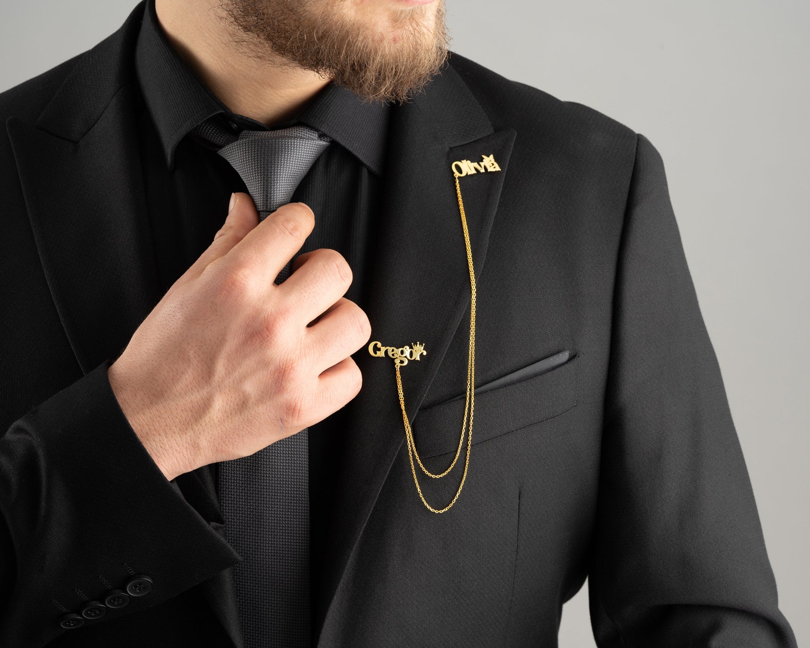 Personalized Bride and Groom Name Jacket Chain Brooch Custom - Etsy