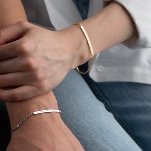 Personalized Tiny Bar Bracelets for Couples, Matching Bar Bracelets for Partnes, Dainty Bar ...