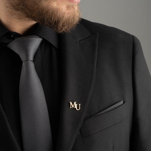 Personalized Initial Letter Lapel Pin, Groom & Bride Initials Pin ...