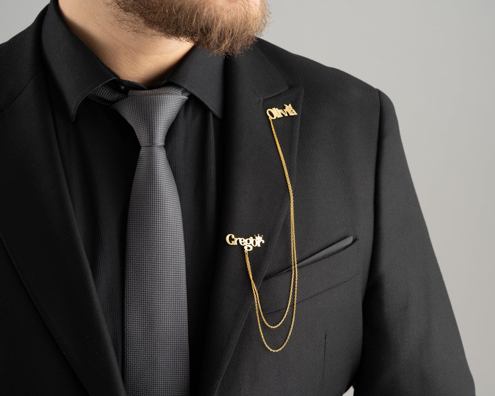 Personalized Bride and Groom Name Jacket Chain Brooch Custom - Etsy