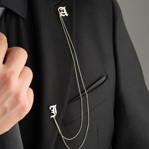 Personalized Old English Initial Letter Jacket Collar Pin - Etsy