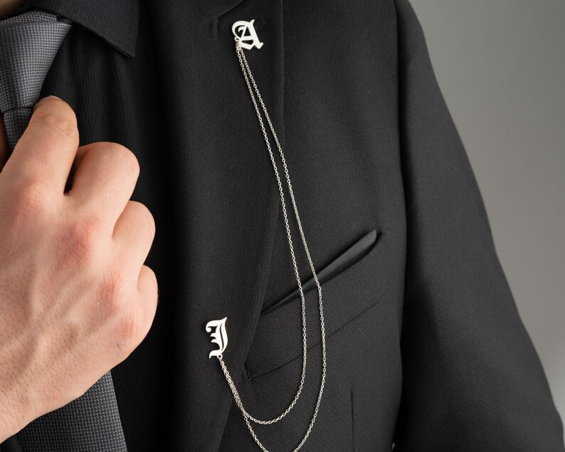 Personalized Old English Initial Letter Jacket Collar Pin - Etsy