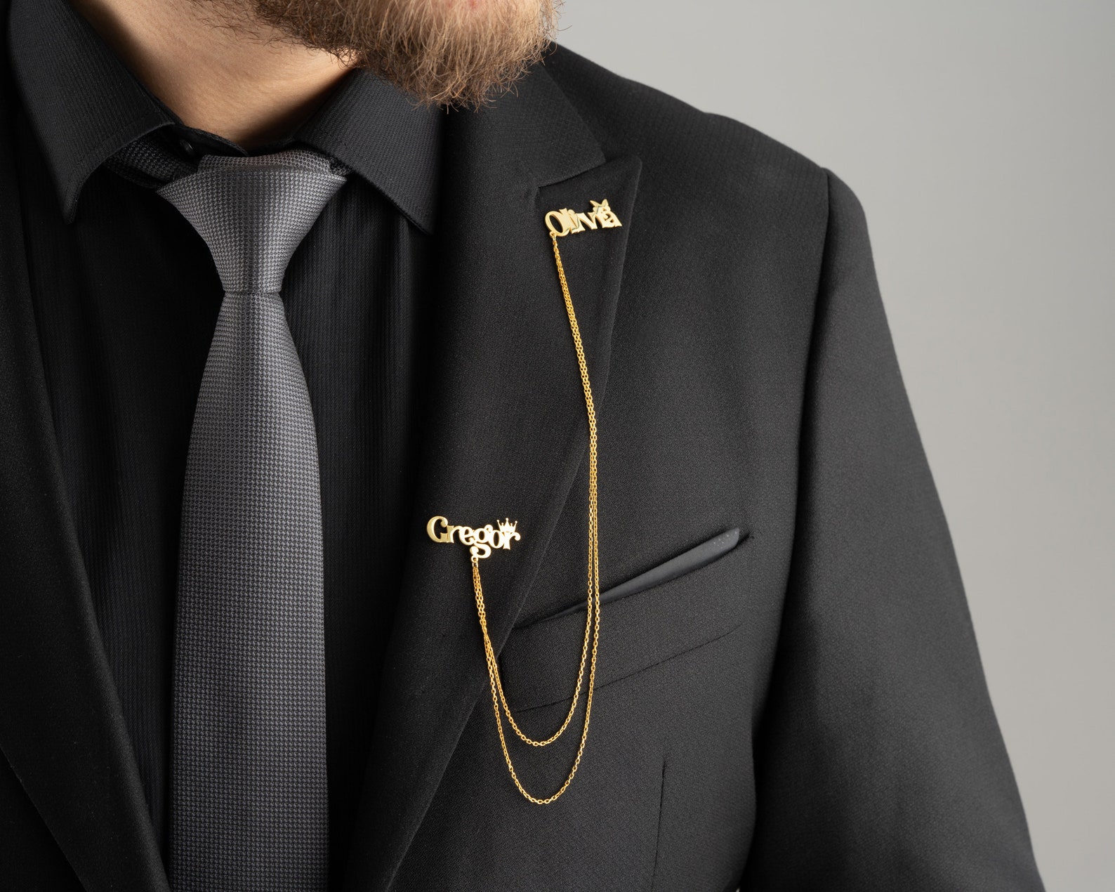 Personalized Bride and Groom Name Jacket Chain Brooch Custom - Etsy