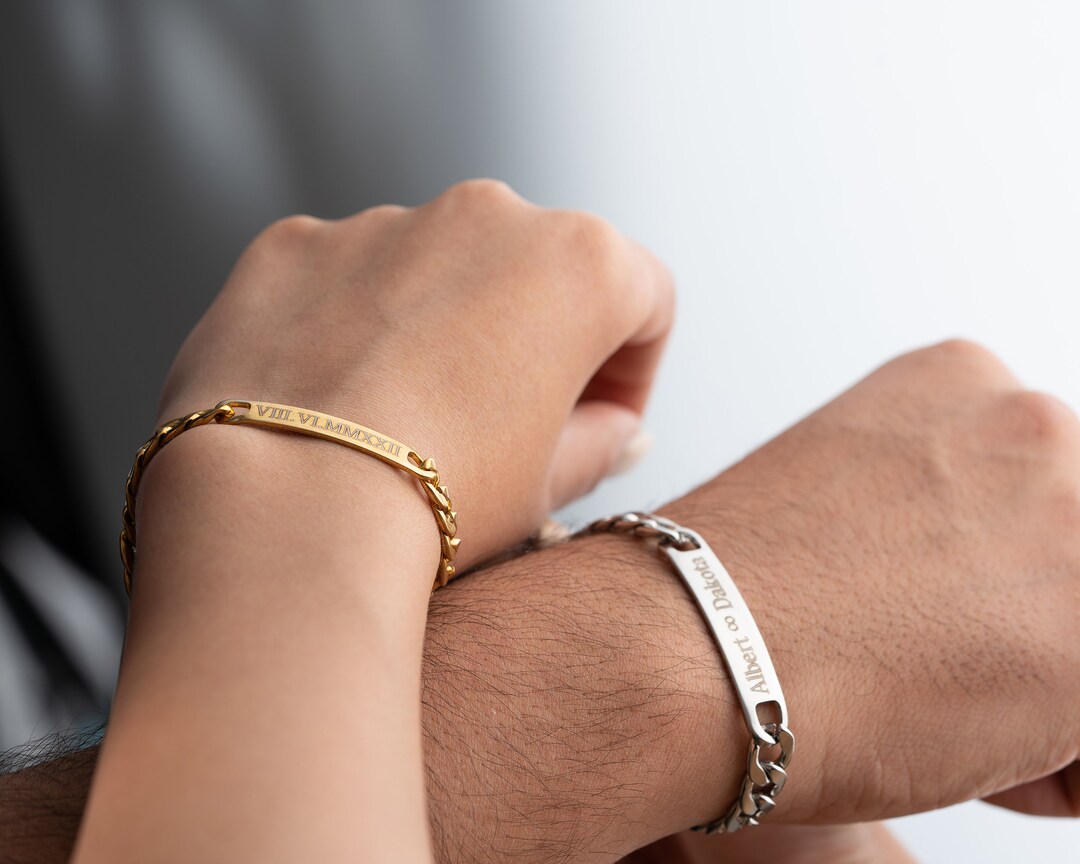 Personalized Couple Bracelets Set Custom Partner Bracelets Matching