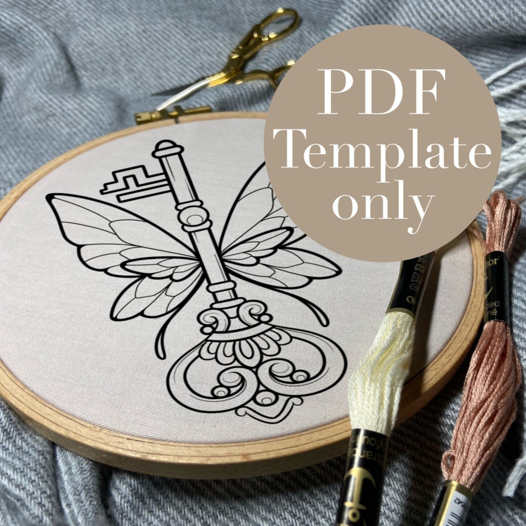6 Butterfly Keys Embroidery Pdf Pattern Template Only Bundle Keys With ...