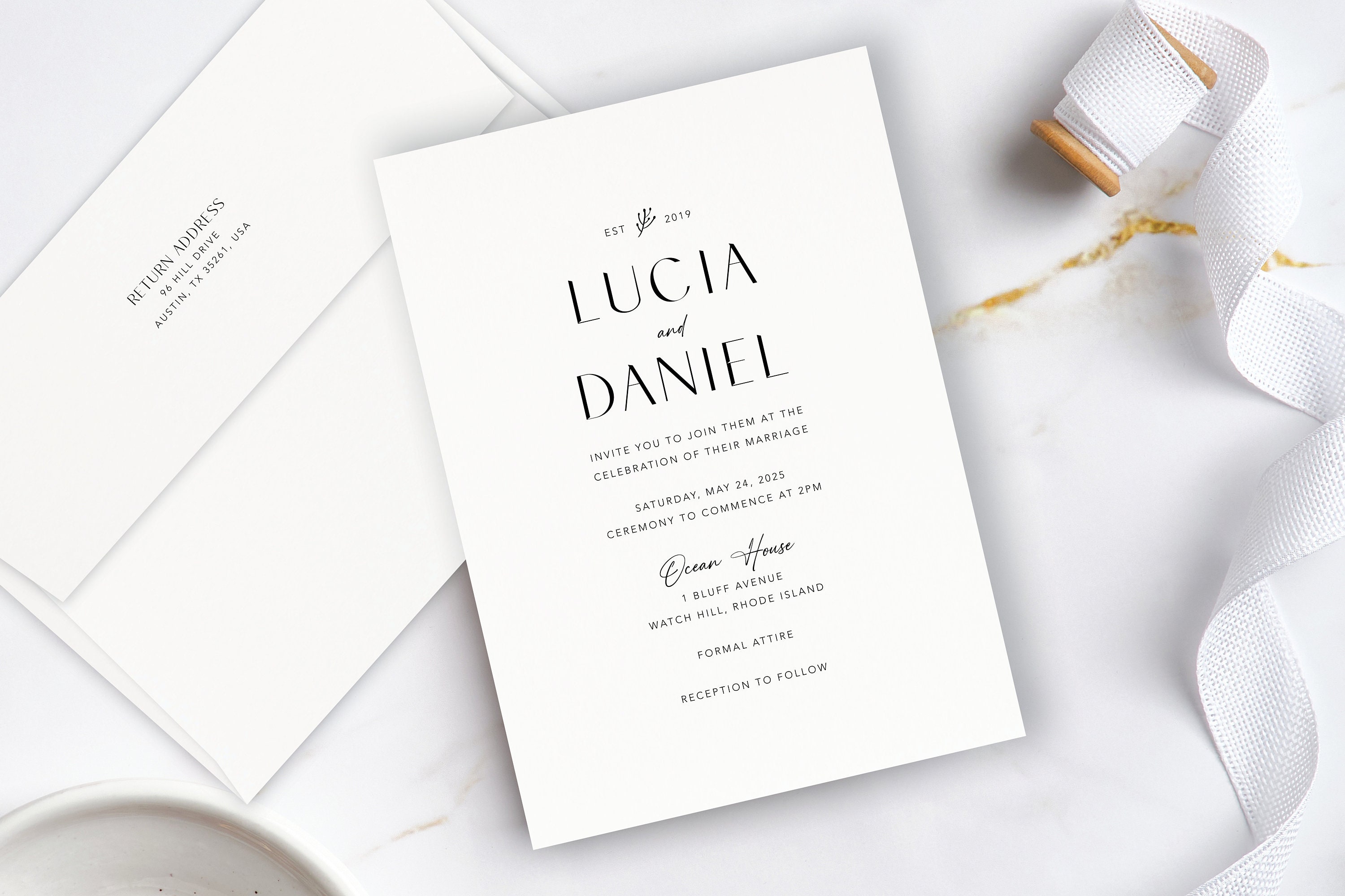 Chic Contemporary Wedding Invitation Set, Wedding Invitations, Printed ...