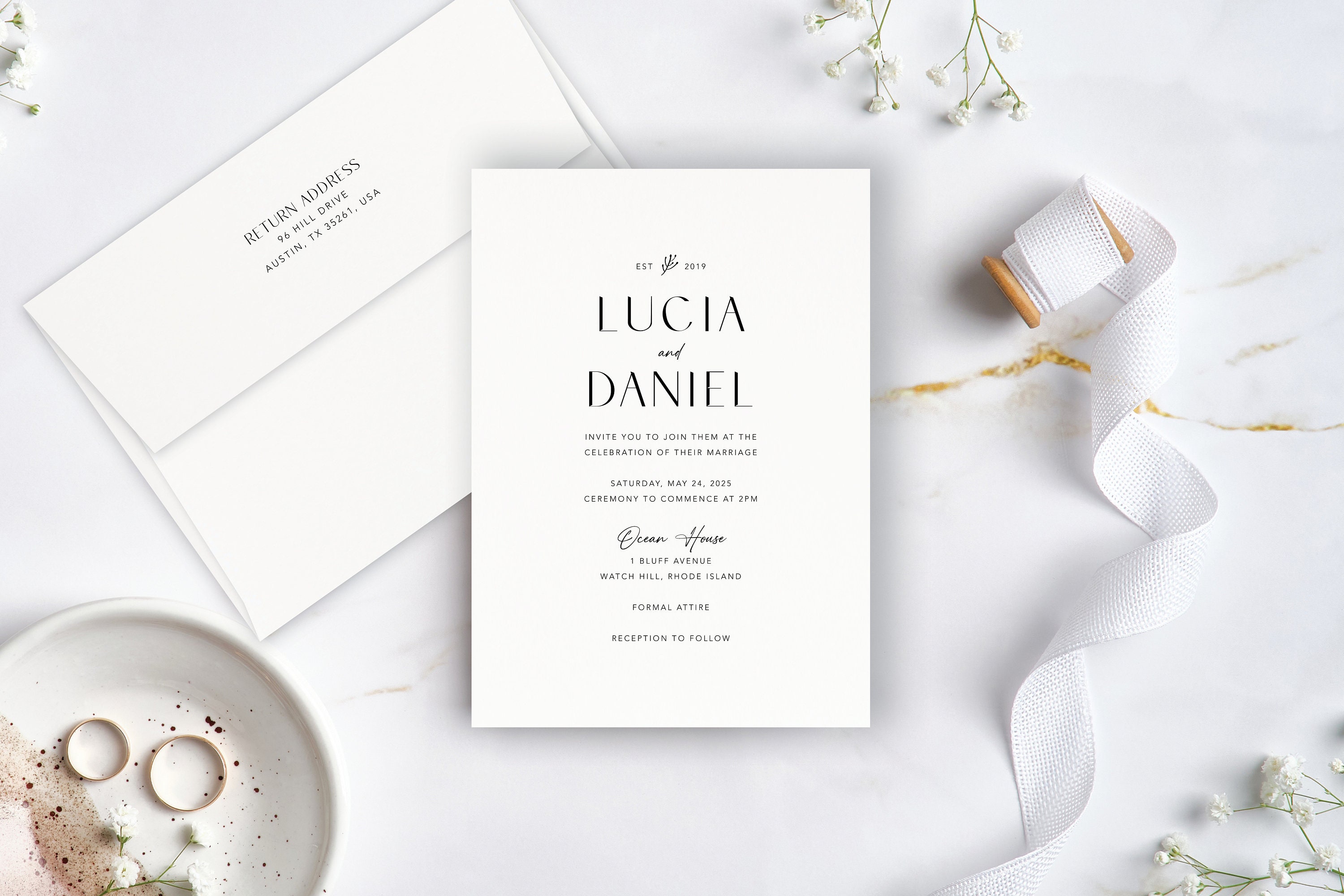 Chic Contemporary Wedding Invitation Set, Wedding Invitations, Printed ...
