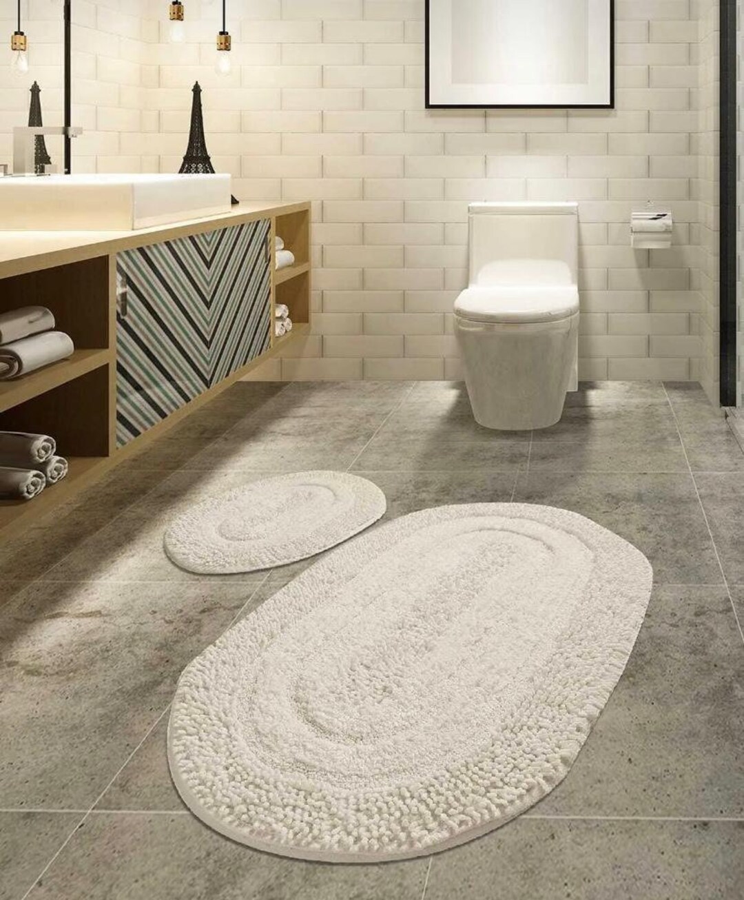 Bath Mat , Set of Bath Mat, Closet Set, Bathroom Decor, Non-slip Soft ...