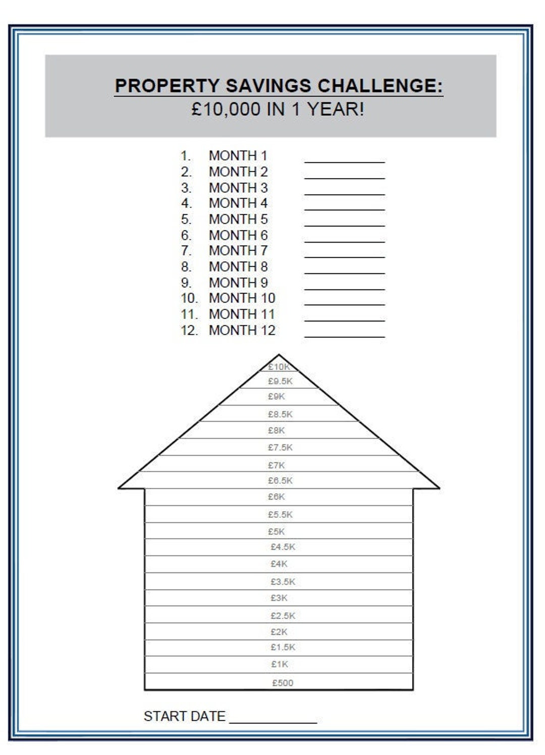 10K House Savings Tracker Sheet - Etsy