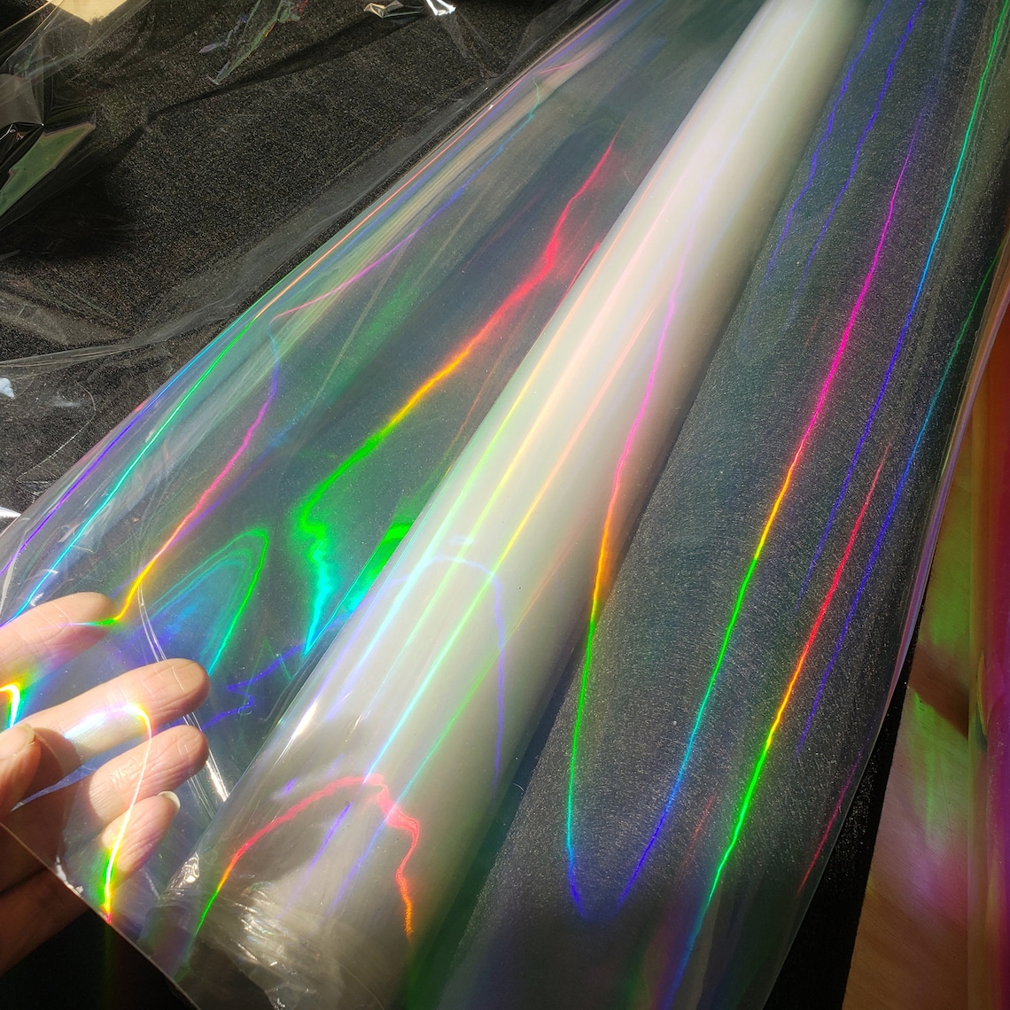 Rainbow Holographic Transparent PVC Vinyl Fabric Iridescent - Etsy