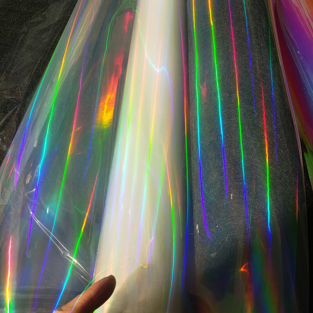 Rainbow Holographic Transparent PVC Vinyl Fabric Iridescent TPU Sheet ...