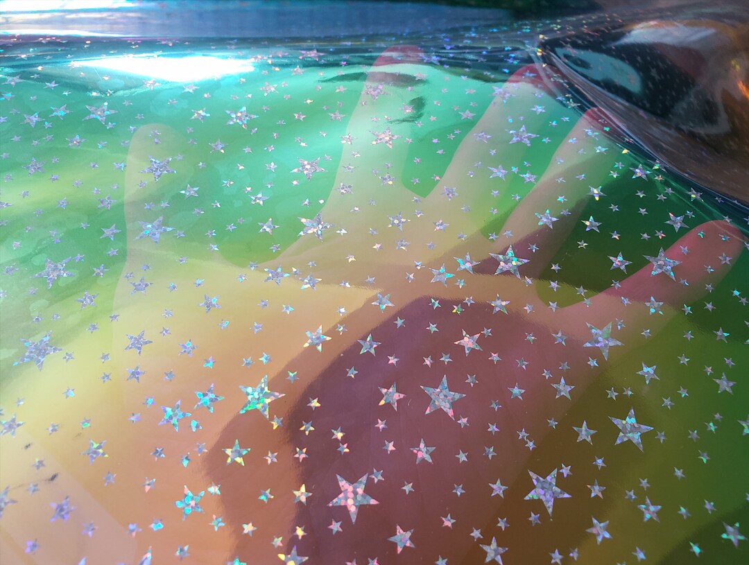 Rainbow Holographic Iridescent Star PVC Vinyl Fabric Iridescent TPU ...