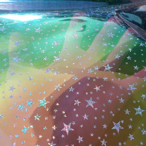 Rainbow Holographic Iridescent Star PVC Vinyl Fabric Iridescent TPU ...