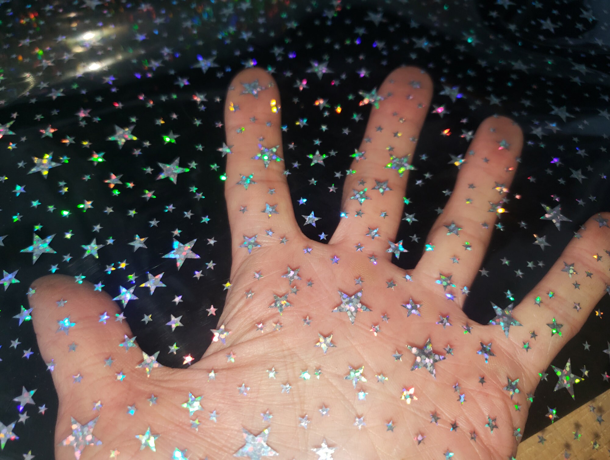 Rainbow Holographic Iridescent Star PVC Vinyl Fabric Iridescent TPU ...