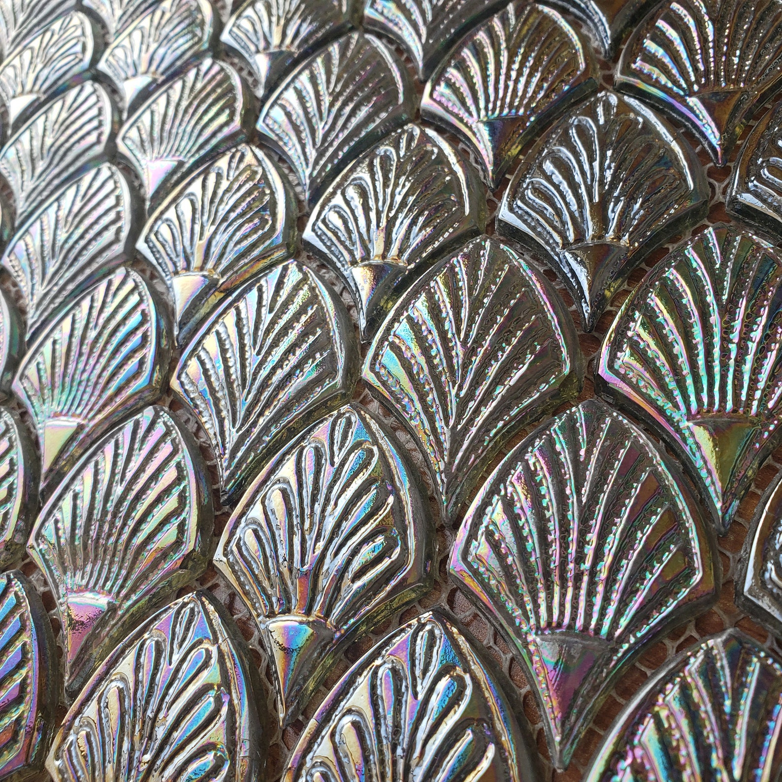 Iridescent Glass Dragon Scale Mosaic ,12x12 Mosaic Tile on Mesh ...