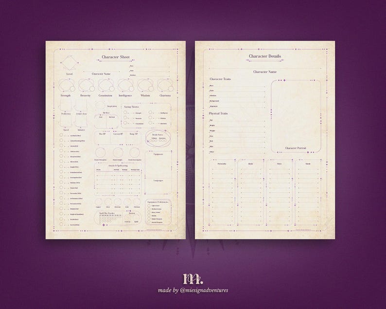 Dnd 5e Character Sheet Printable | Luminance Radiant Edition | Dungeons ...