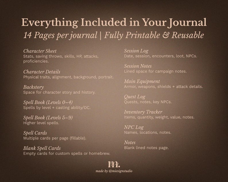 Dnd 5e Character Journal Bundle | Printable RPG Sheets and Fantasy ...