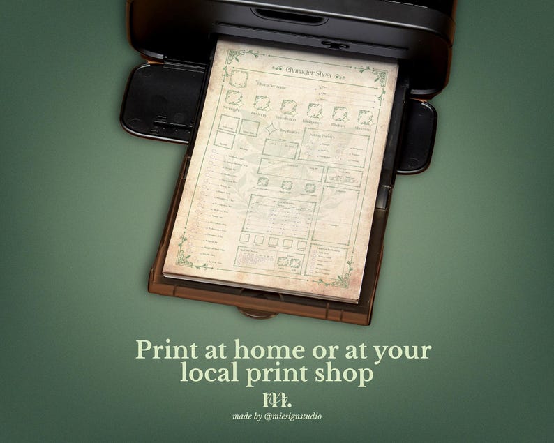 DnD 5e character sheet printable emerald edition 4 page fantasy RPG ...