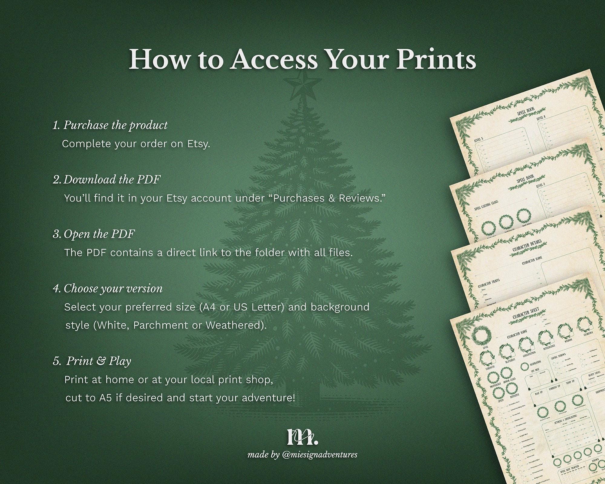 Dnd 5e Character Sheet Printable | Enchanted Christmas Yuletide Pines ...