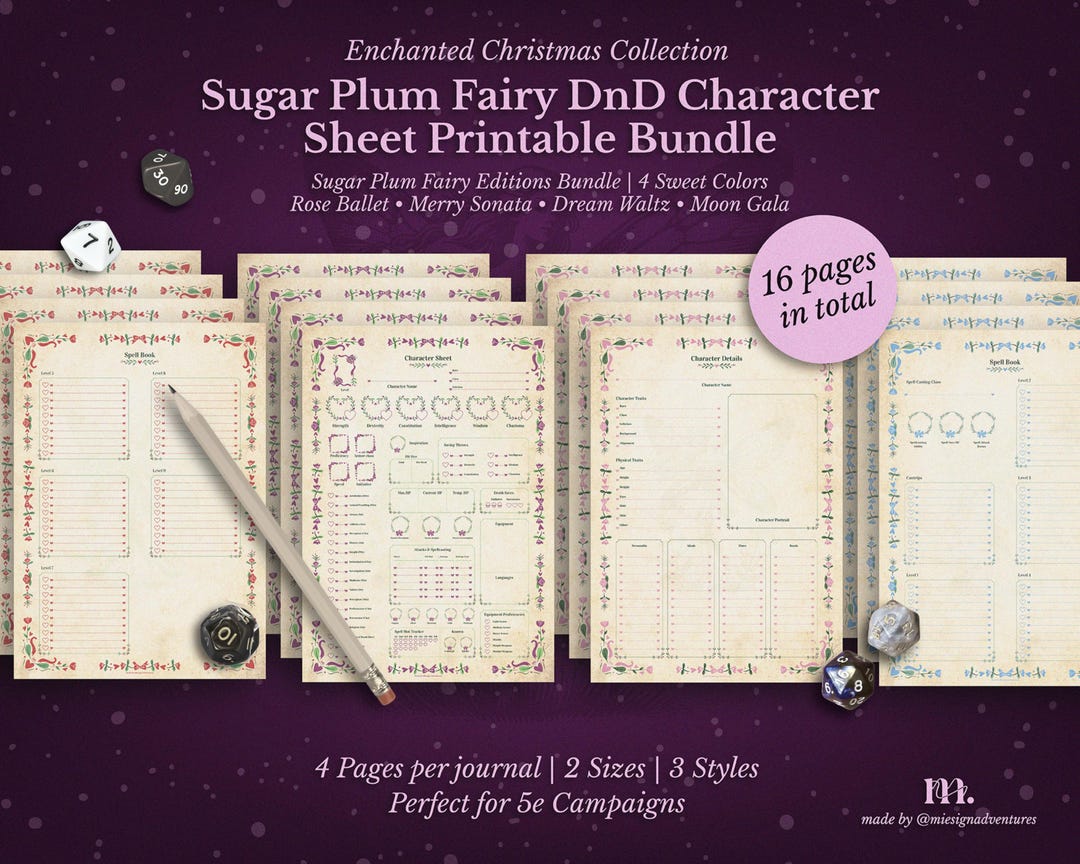 Dnd 5e Character Sheet Bundle | Printable RPG Sheets Fantasy TTRPG PDF ...
