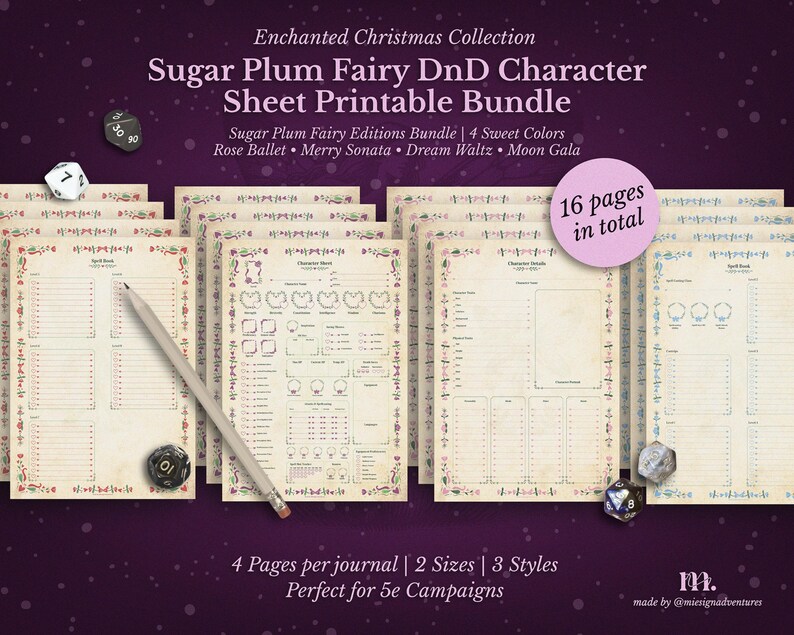 Dnd 5e Character Sheet Bundle | Printable RPG Sheets Fantasy TTRPG PDF ...