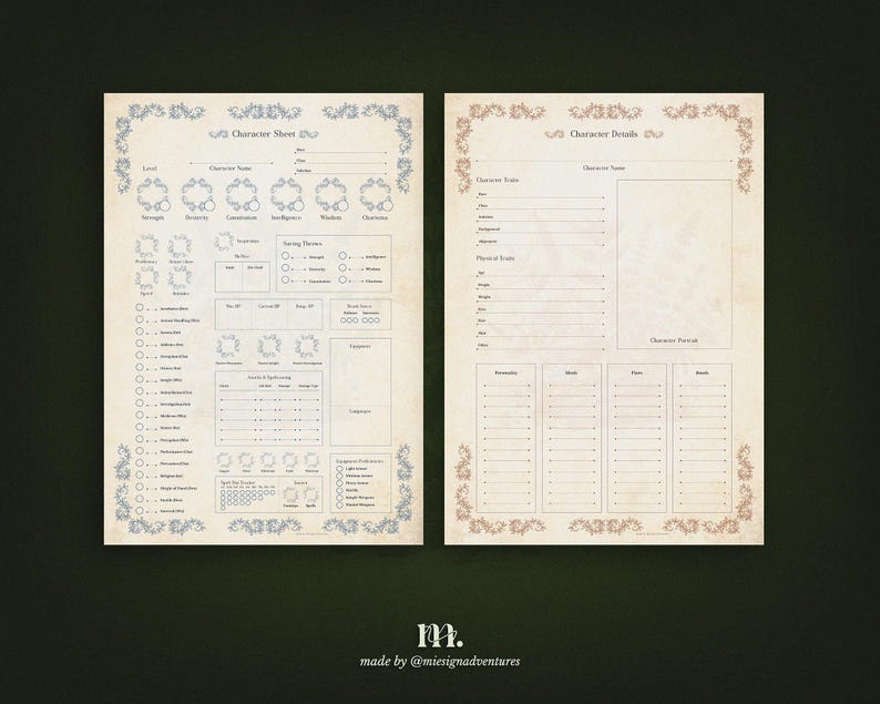 Dnd 5e Character Sheets Bundle Printable | RPG PDF | Enchanted Winter ...
