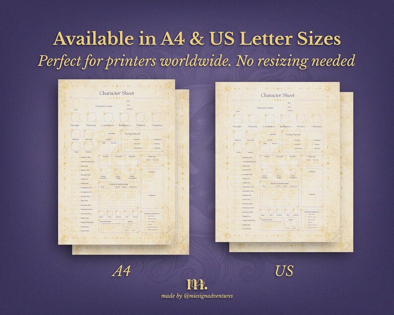 Dnd 5e Character Sheets Printable | Celestial Starlight Edition | 4 ...