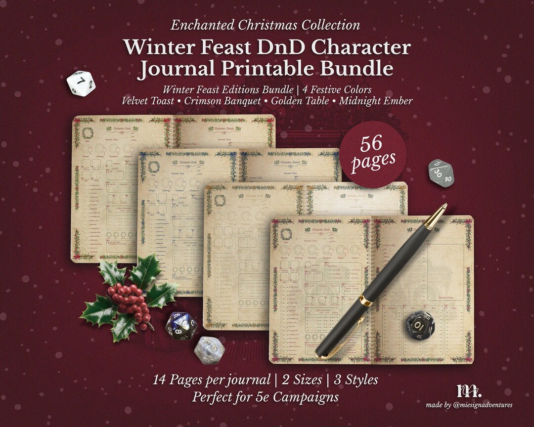 Dnd 5e Character Journal Bundle Printable | Winter Feast Edition ...