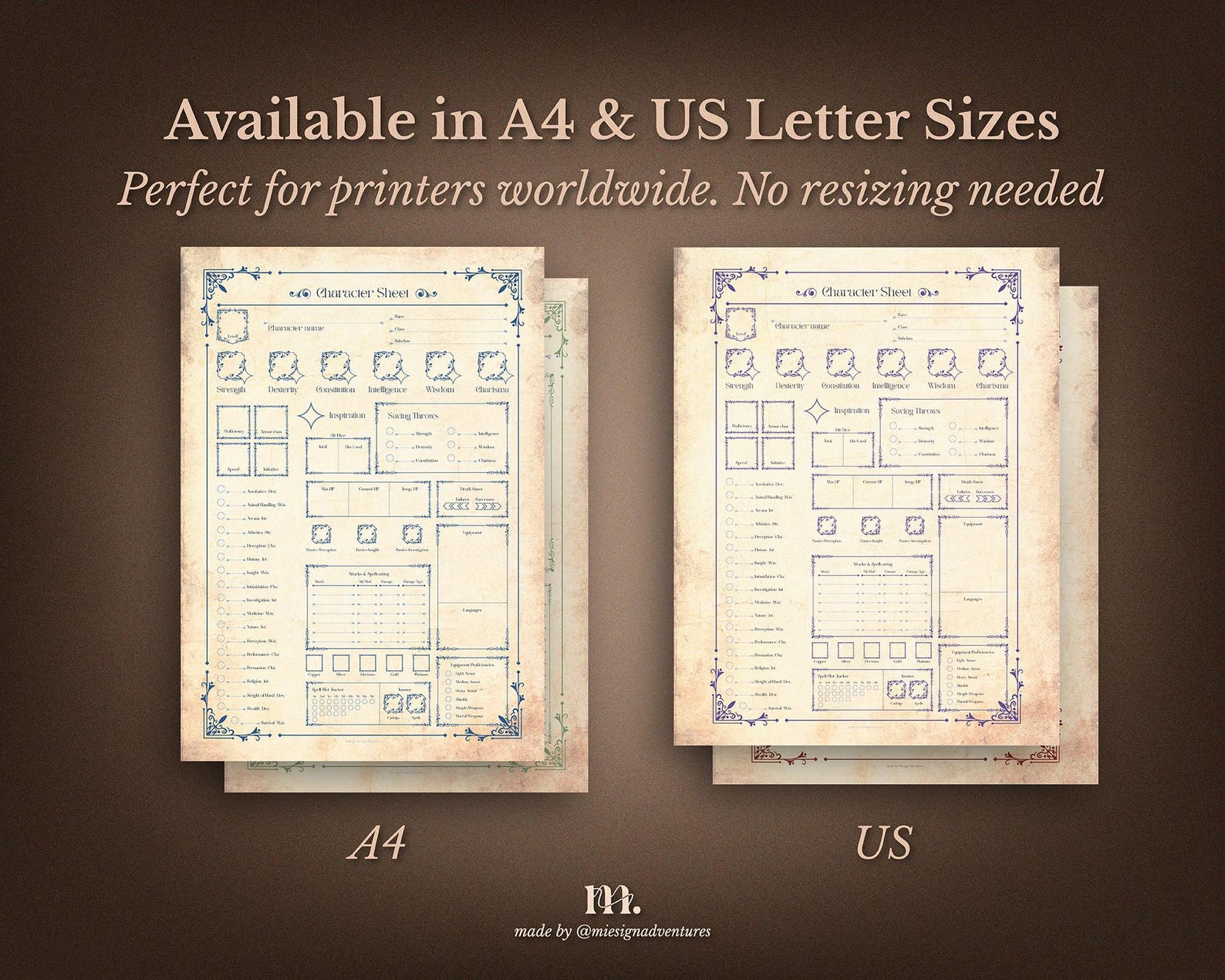 Whimsical Dnd 5e Character Sheet Journal Bundle Printables | RPG PDF ...