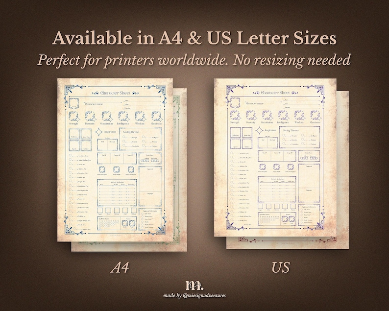 Whimsical Dnd 5e Character Sheet Journal Bundle Printables | RPG PDF ...