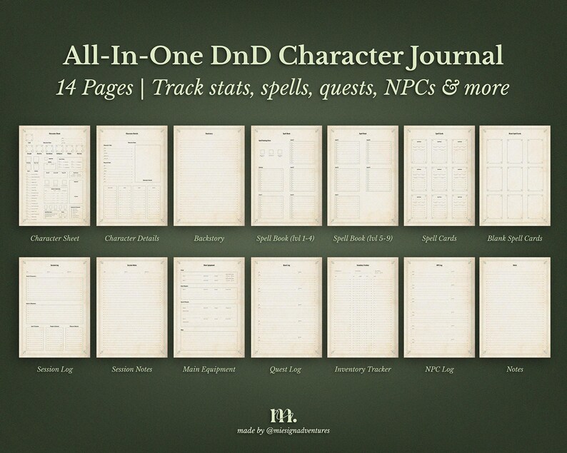 Dnd 5e Character Journal Printable | RPG Sheets and Fantasy TTRPG PDF ...