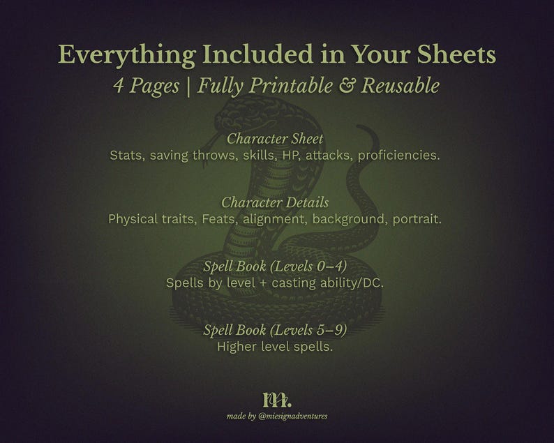 Dnd 5e Character Sheet Bundle | Printable RPG Sheets and Fantasy TTRPG ...
